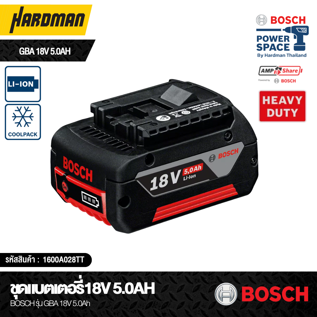 ชุดแบตเตอรี่ 18V 5.0Ah BOSCH รุ่น GBA 18V 5.0Ah