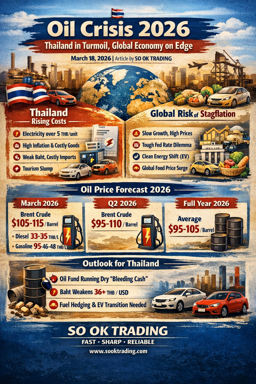 2026年原油価格危機：タイに大波、世界経済に停滞のリスク