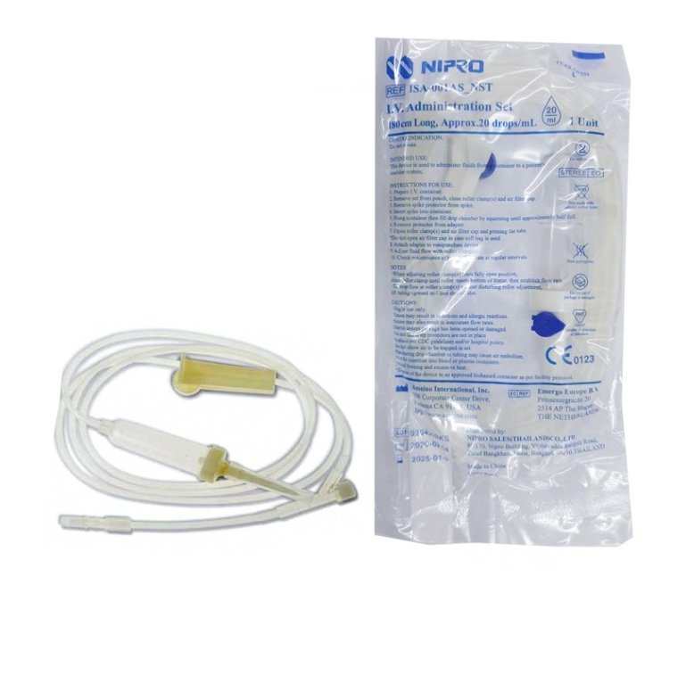 NIPRO ชุดให้น้ำเกลือผู้ใหญ่ (IV SET 20 DROPS)(100 ชุดกล่อง)