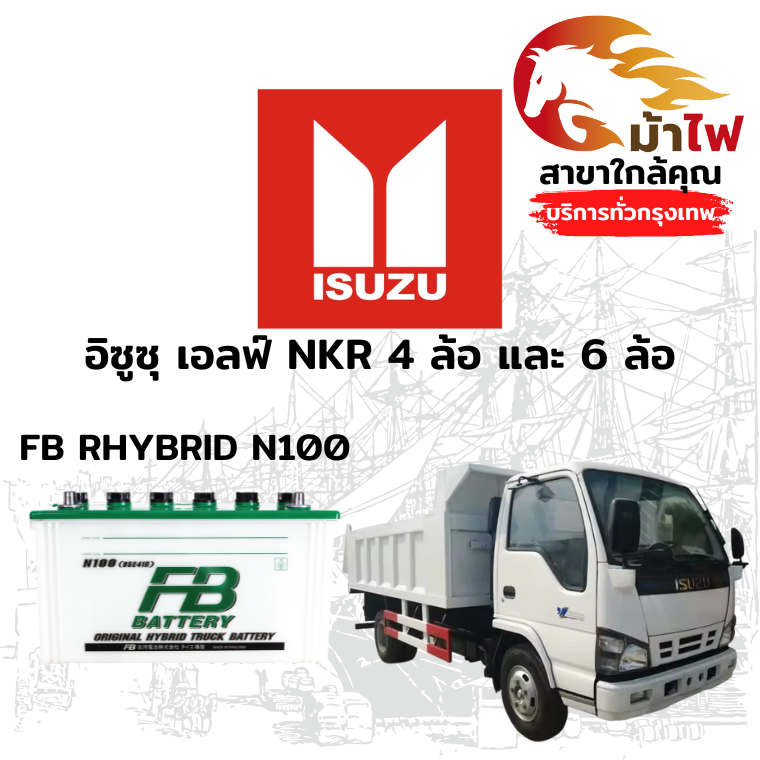 ม้าไฟ-แบตเตอรี่รถยนต์ อิซูซุ เอลฟ์ NKR 4 ล้อ และ 6 ล้อ