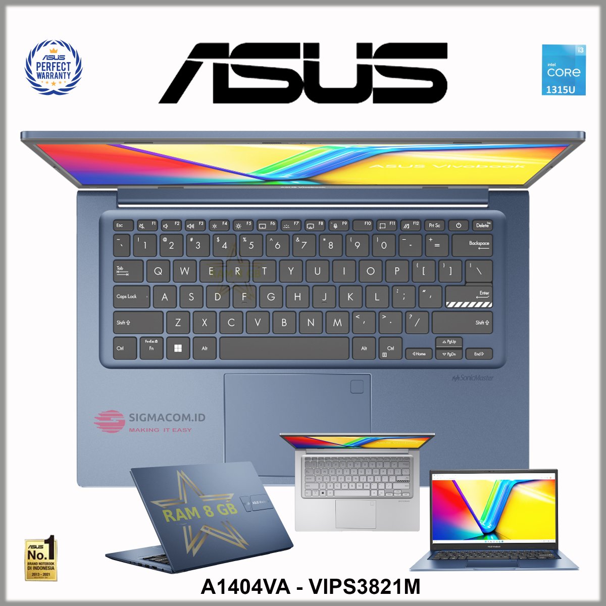 Asus Vivobook 14 A1404VA-VIPS3821M [i3-1315U|RAM 8GB|SSD 512GB|Win11 ...