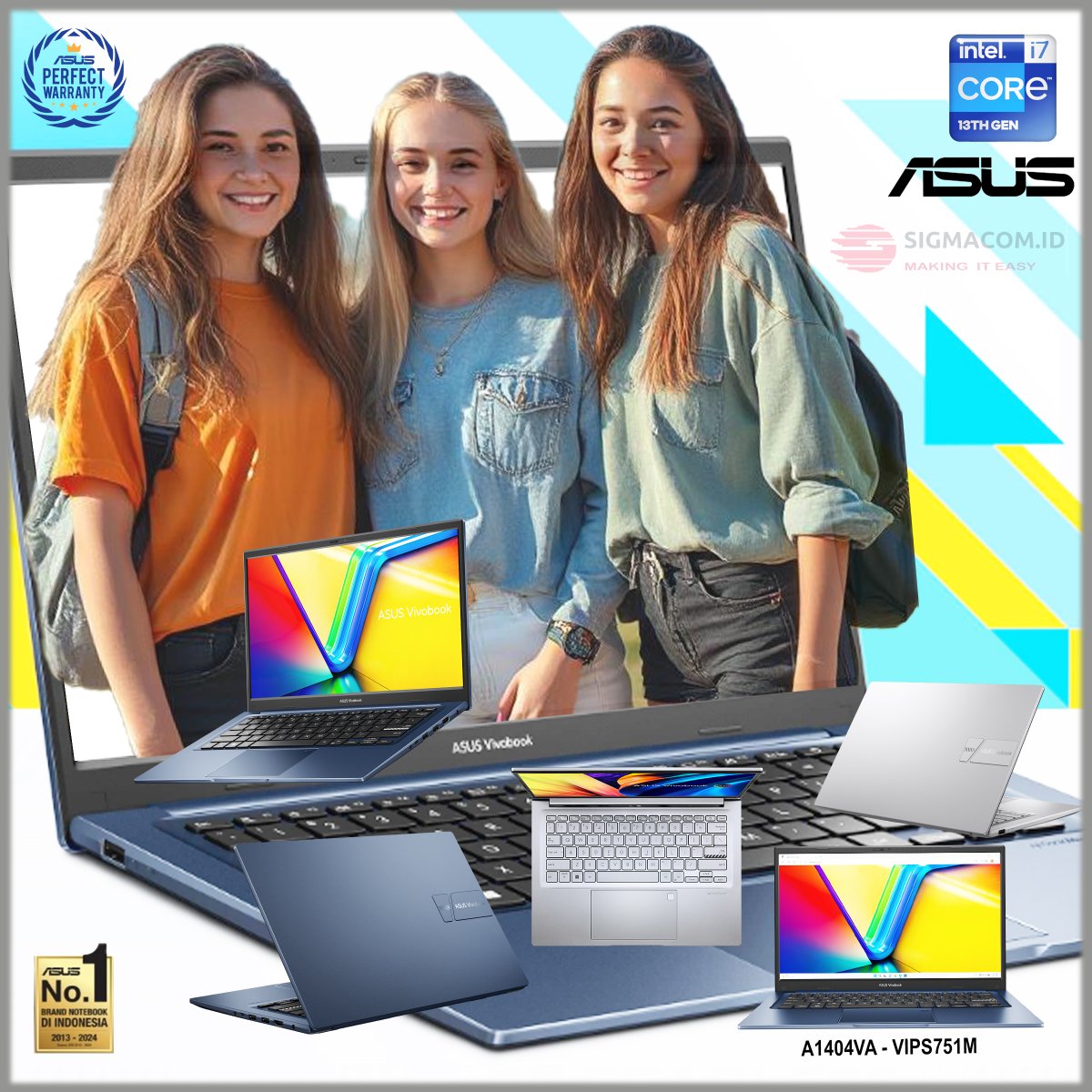 Asus Vivobook 14 A1404VA-VIPS751M [i7-1355U|RAM 8GB|SSD 512GB|Win11 ...