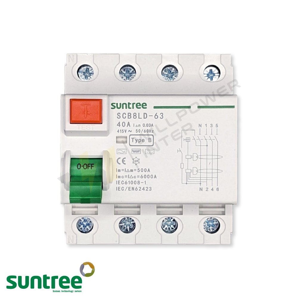 SUNTREE / SCB8LD AC RCCB (RCD) 415V 4P 40A TYPE B (เบรคเกอร์กันดูด ...