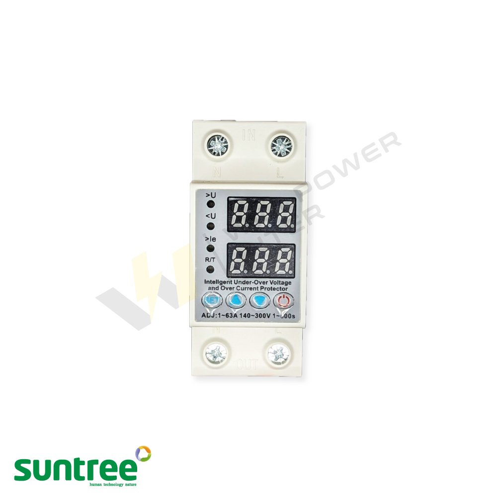 SUNTREE | SGQ-63 อุปกรณ์ป้องกันไฟตกไฟเกิน 2P 63A (ปรับค่าได้)