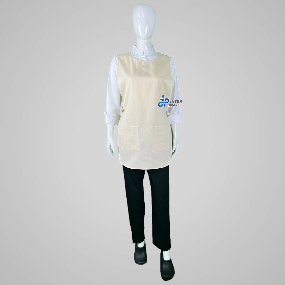 Cream Bib Apron with Side Ties
