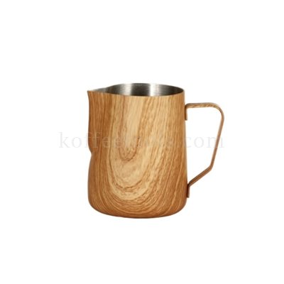 เหยือกตีฟองนมสแตนเลสลายไม้ 600 ml เกรด B - koffeetools