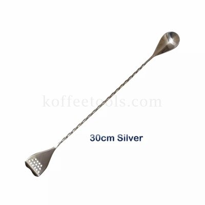 ช้อนบาร์ (Bar spoon Strainer ) สแตนเลส 304 สีเงิน 30 cm - koffeetools