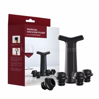 MANUAL VACUUM PUMP with 4 STOPPERS - koffeetools