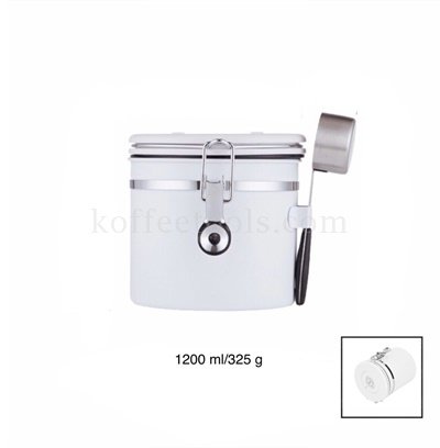 โถสแตนเลสสูญญากาศเก็บเมล็ดกาแฟสีขาว 1200 ml / 325 g - koffeetools