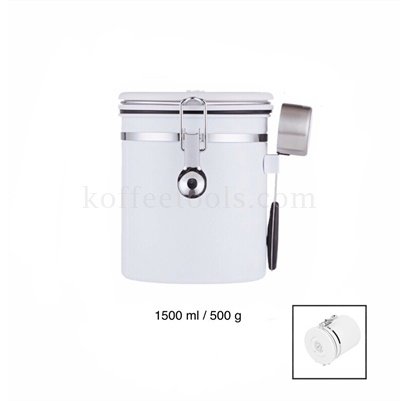 โถสแตนเลสสูญญากาศเก็บเมล็ดกาแฟสีขาว 1500 ml / 500 g - koffeetools