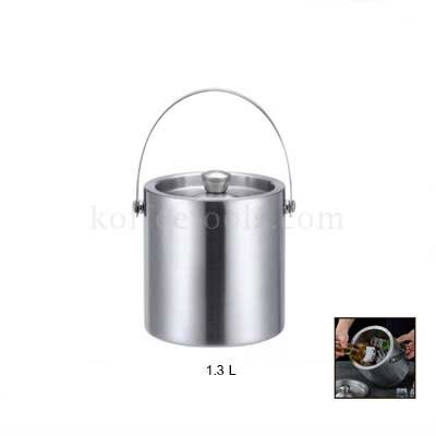 ถังน้ำแข็งสองชั้นสแตนเลส304+ฝาขนาด 1.3L grade B - koffeetools