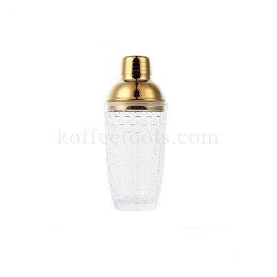 Glass Shaker 350 ml ฝาสแตนเลสสีทอง - koffeetools