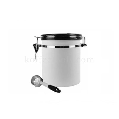 โถสแตนเลสสูญญากาศเก็บเมล็ดกาแฟสีขาวฝาสีดำ 1500 ml / 500 g - koffeetools