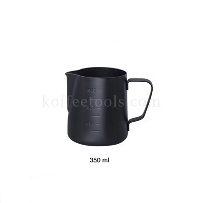 เหยือกตีฟองนม สีดำ มีสเกลในตัว 350 ml - koffeetools