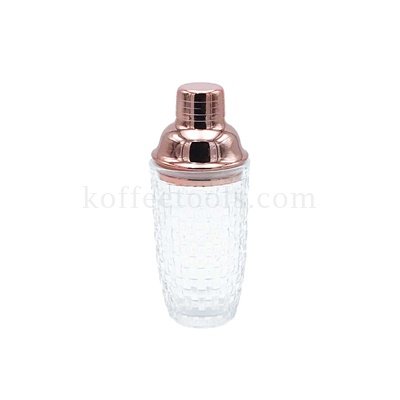 Glass Shaker 350 ml ฝาสแตนเลสสีคอปเปอร์ - koffeetools