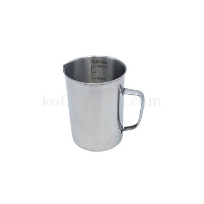 ถ้วยตวงสแตนเลส 304 มีสเกลด้านใน 1000 ml ขนาด 10x14.5 cm - koffeetools