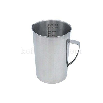 ถ้วยตวงสแตนเลส 304 มีสเกลด้านใน 2000 ml ขนาด 12 x19.5 cm - koffeetools