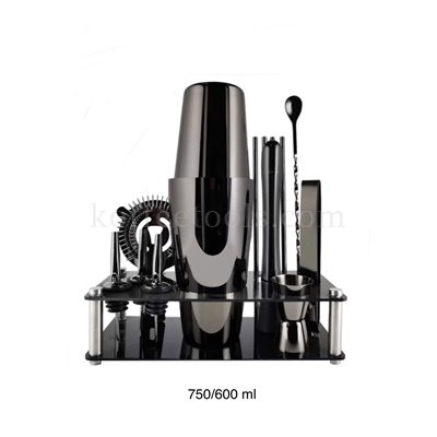 Full set Boston shaker 750/600 ml สีดำ รุ่นประหยัด - koffeetools