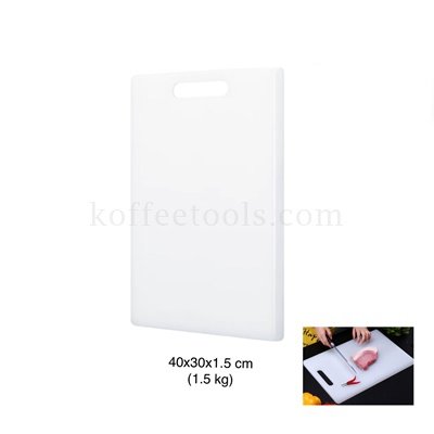 เขียงพลาสติก PE ขนาด 40x30x1.5 cm สีขาว - koffeetools