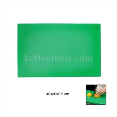 เขียงพลาสติก PE ขนาด 40x30x2.5 cm สีเขียว - koffeetools