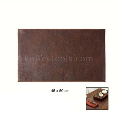 แผ่นปูรองอุปกรณ์ชาหนังPU สีน้ำตาล ขนาด 45x50 cm - koffeetools