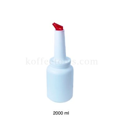 ขวดใส่น้ำหวาน/น้ำผลไม้ พลาสติกPP 2000 ml สีขาว/แดง - koffeetools