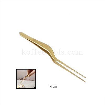 Tweezer ที่คีบสแตนเลส Bar Tong 14 cm สีทองเข้ม - koffeetools