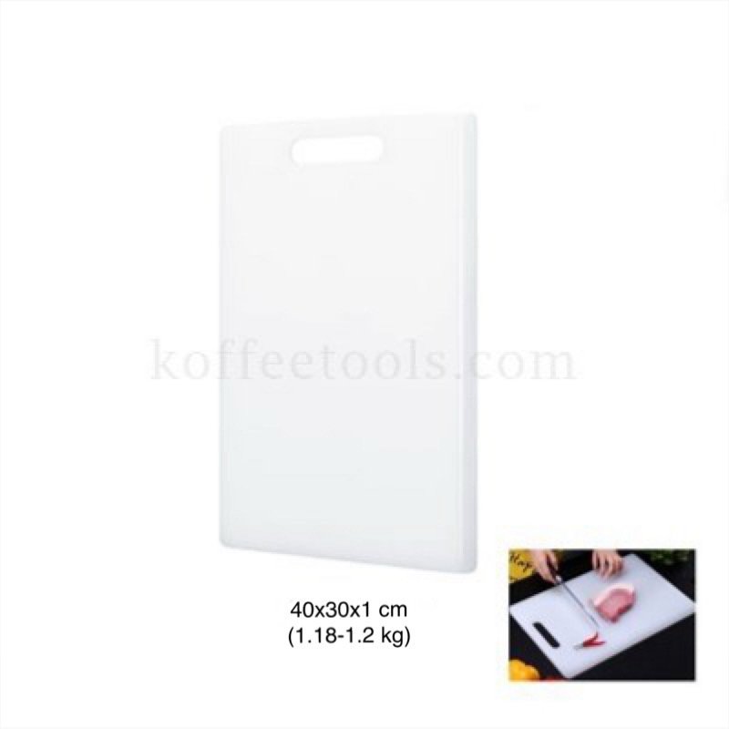 เขียงพลาสติก PE ขนาด 40x30x1 cm สีขาว - koffeetools