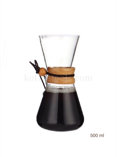 ชุดชงกาแฟสไตล์ chemex 600 ml ด้ามจับไม้ - koffeetools