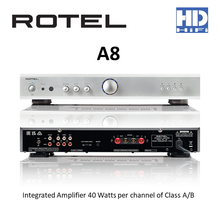 Rotel A8 Integrated Amplifier 40 Watts per channel of Class A/B - hd-hifi