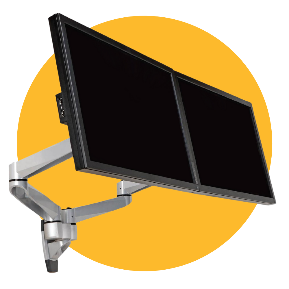 2 Monitor Dual Swivel Arm (Wall Mount) - bigkidinoffice