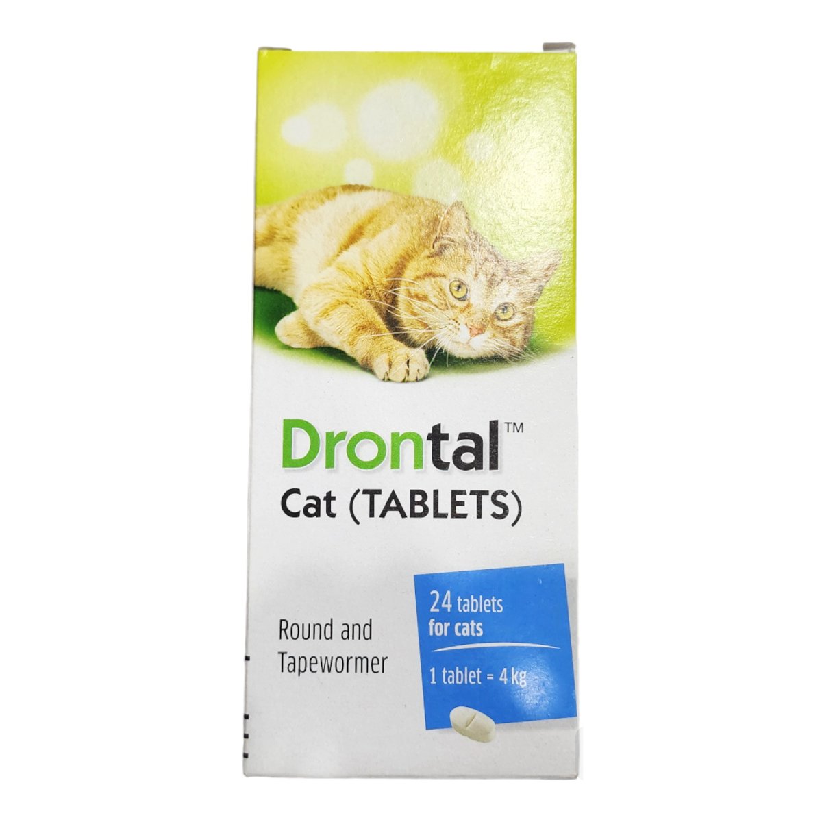 Drontal Cat ยาถ่ายพยาธิแมว ดรอนทัลแมว (กล่อง 24 เม็ด) Exp.02/2027 สีขาว ...
