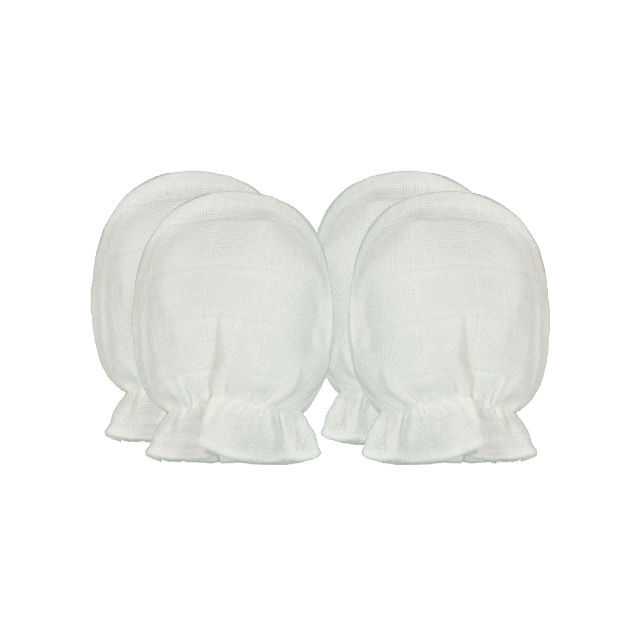 Muslin Bamboo Mitten (Set for 2) - White