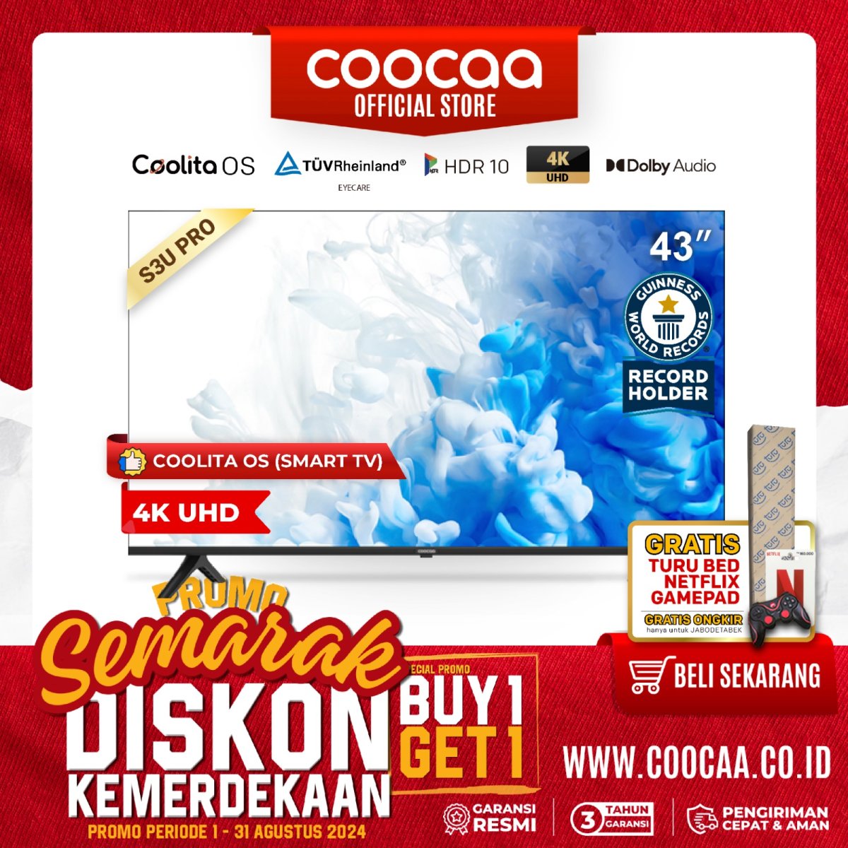 Coocaa 43S3U Pro 4k Smart TV