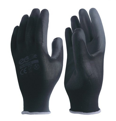 14-704109 สีดำ ถุงมือถักเคลือบ PU กันไฟฟ้าสถิตย์ - debacthai