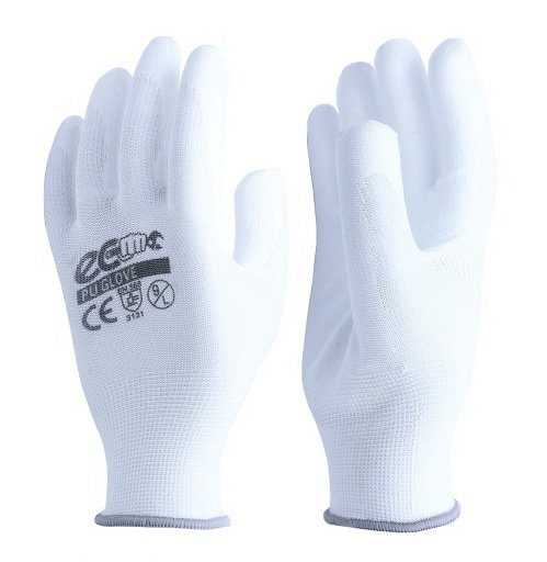 14-702109 สีขาว ถุงมือถักเคลือบ PU กันไฟฟ้าสถิตย์ - debacthai