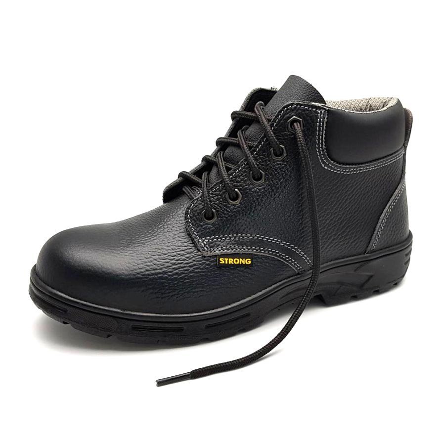 S-022 DN มอก. 523-2554 รองเท้านิรภัยหุ้มข้อ หนังแท้อัดลาย พื้น NBR - debacthai