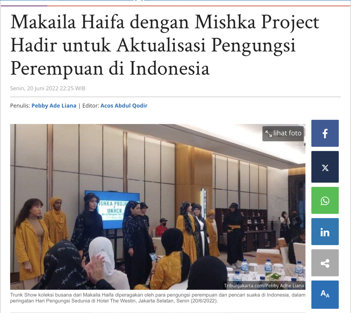 Makaila Haifa dengan Mishka Project Hadir untuk Aktualisasi Pengungsi Perempuan di Indonesia ...