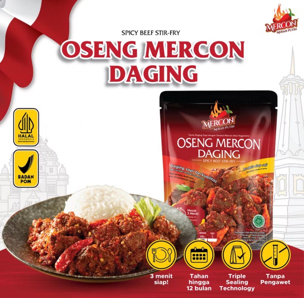 Oseng Mercon Daging / Medium Spicy Beef Stir Fry 150 gram - waroenganni