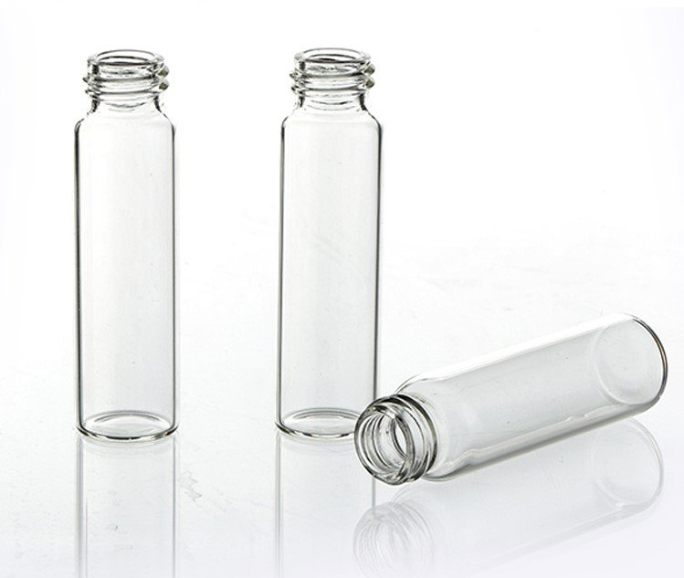 20ml clear precision screw -thread vial. round botton