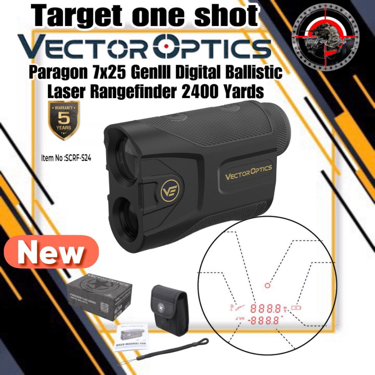 VECTOR OPTICS Paragon 7x25 GenIII Digital Ballistic Laser 2400 Yards