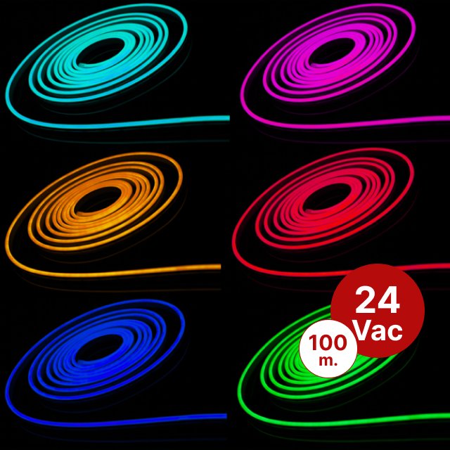NEON FLEX LED 24V 14.4W/M. IP65 10มม. 100ม./ม้วน RGB