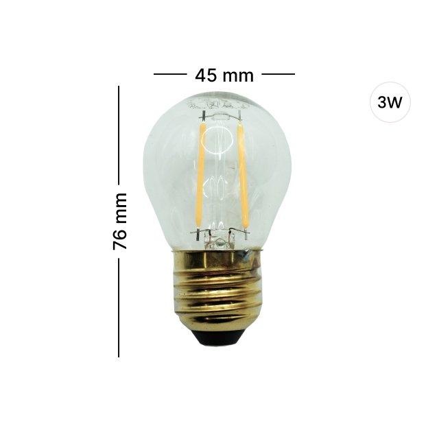 DNER LED FILAMENT G45 3W E27 WARMWHITE
