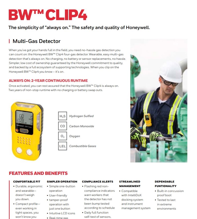 BW Clip4 Honeywell Multi-Gas