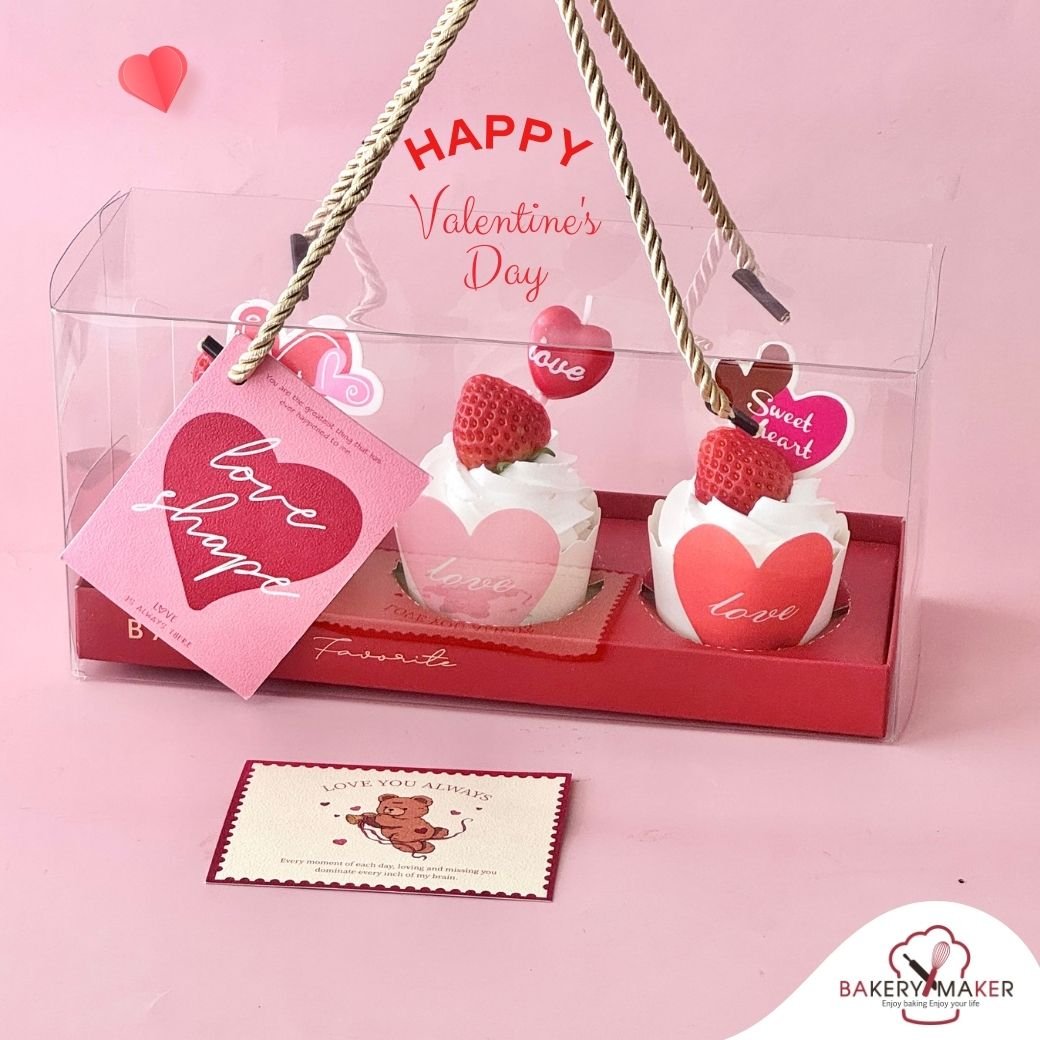 กล่องคัพเค้กฐานแดง 3 หลุม 5 ใบ - bakerymakershop