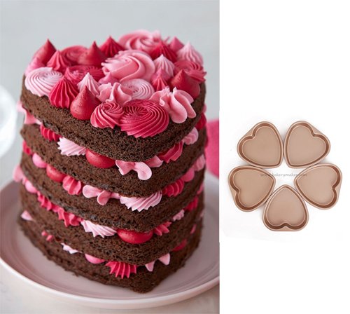 เซ็ทถาดอบ รูปหัวใจ ขนาด 6" 5 ชิ้น Easy layers heart shape teflon Chefmade