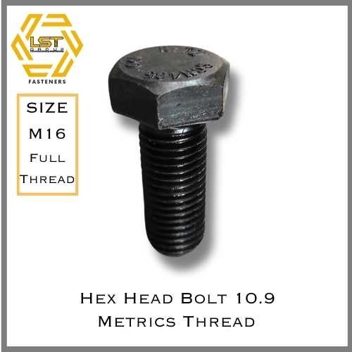 RITZ Hex Head Bolt 10.9 Size M16 Pitch 2.0 DIN933 Full Thread Pack 5 PCS