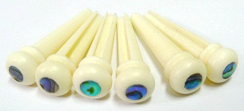 Bone Bridge Pins with abalone dot , W5E, 5.5 mm - acousticvilla