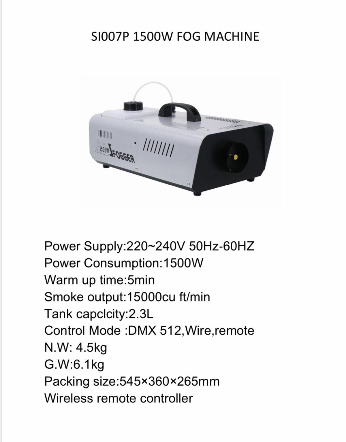 SMOKE 1500 w SI007P - tprojectlight