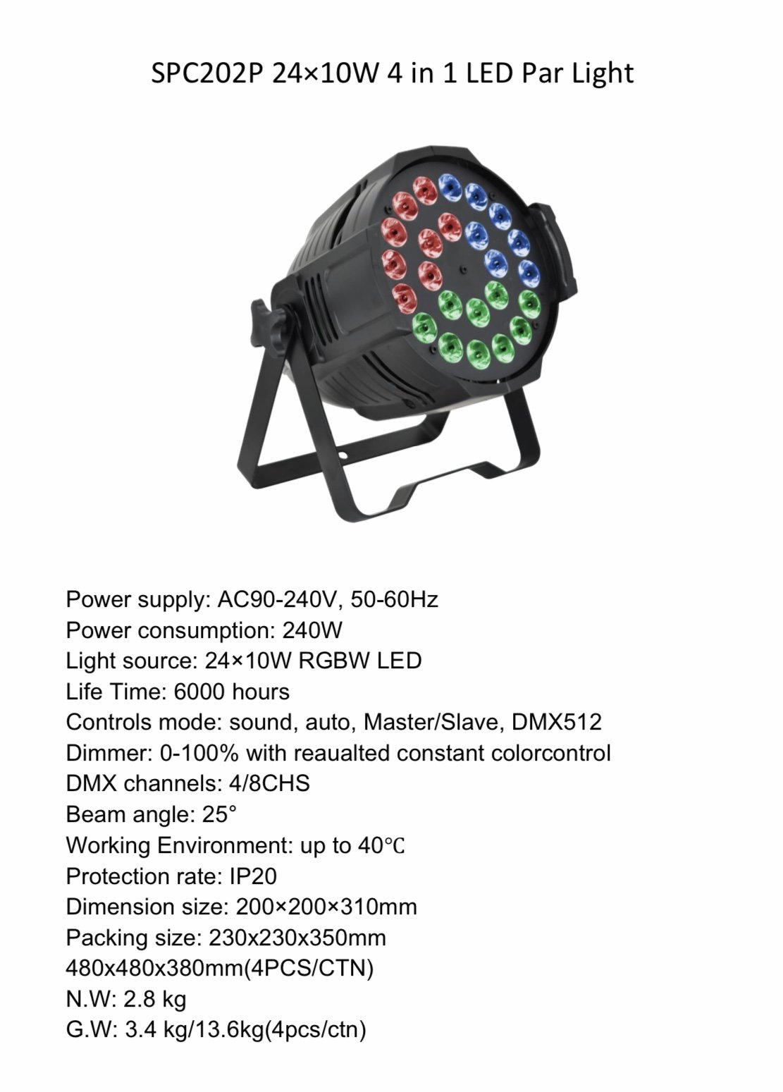 PAR LED SPC202P (4in1) 24x10w - tprojectlight